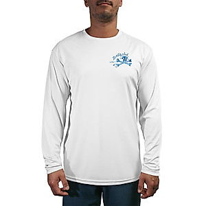 Rattlin Jack Men's UPF 50+ Peacock Bass Fishing Shirts Long Sleeve L White