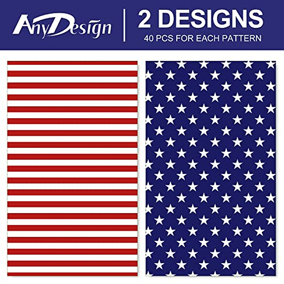 AnyDesign Patriotic Tissue Paper 80 Sheet Stars and Stripes Pattern Tissue Paper 4th of July Wrapping Paper Holiday Art Tissue for Independence Day Memorial Day DIY Gift Packing Supplies, 14 x 20 Inch