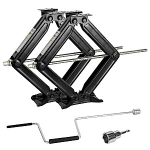 Weize Camper RV Trailer Stabilizer Leveling Scissor Jacks with Handle -24"- 5000lbs - Set of 2