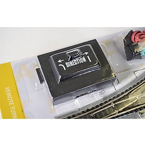 Bachmann Trains - Snap-Fit E-Z TRACK REMOTE TURNOUT - LEFT (1/card) - NICKEL SILVER Rail With Grey Roadbed - N Scale