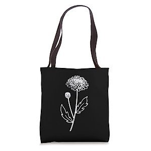 Chrysanthemum November Birth Flower Art Floral Minimalist Tote Bag