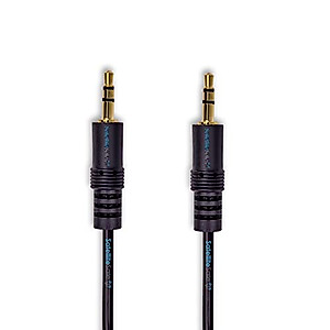 SatelliteSale Auxiliary 3.5mm Audio Jack Male to Male Digital Stereo Aux Cable Universal Wire PVC Black Cord 15 feet
