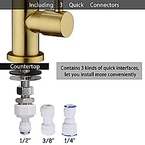 Pirooso Brushed Brass Water Filter Faucet, Drinking Water Faucet, 360° Swivel Kitchen Sink Water Filter Faucet, Fits Most Reverse Osmosis Units or Under Sink Water Filtration System, Brushed Gold