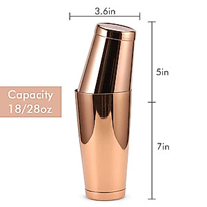 Stainless Steel Boston Shaker - 2-Piece 18oz & 28oz Professional Bartender Cocktail Shaker Bartender Shaker Kit - CTSK0013 (Copper)