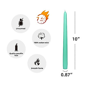 Zest Candle 12-Piece Taper Candles, 10-Inch, Aqua
