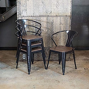 Buffalo Tools DCHAIRBWT Dining Chair Wood Seat - 4Pc, Black