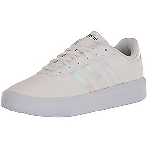 adidas Women's Court Platform Skate Shoe, White/White/Black, 9
