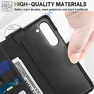 Compatible with Samsung Z Fold 5 Case 360 Full Protective Cover Z Fold 5 Wallet Case Hybrid PC All-Inclusive Shockproof Case Galaxy Z Fold 5 Phone Case Kickstand 5G/7.6'' (Black)