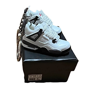 Mini Shoes Keychain Pair or Single With or Without The Box, Mini Kicks, Mini Sneaks, White & Black Mini Kicks Shoes Keychains (Pair w/Box)