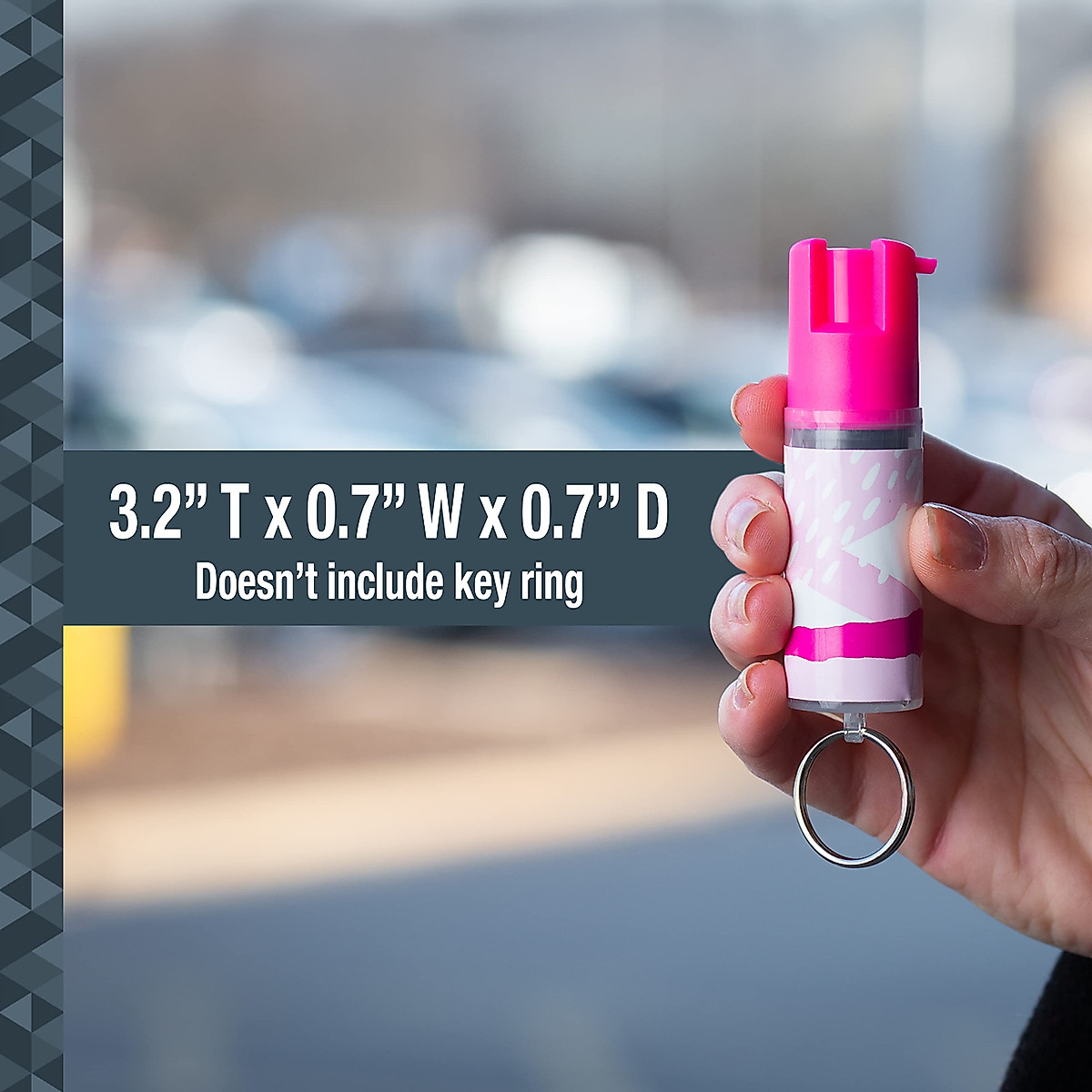 SABRE Pepper Spray With Key Ring, 25 Bursts, 10-Foot (3-Meters) Range, UV Marking Dye, Twist Lock Safety, Supports The National Breast Cancer Foundation (NBCF), Pink
