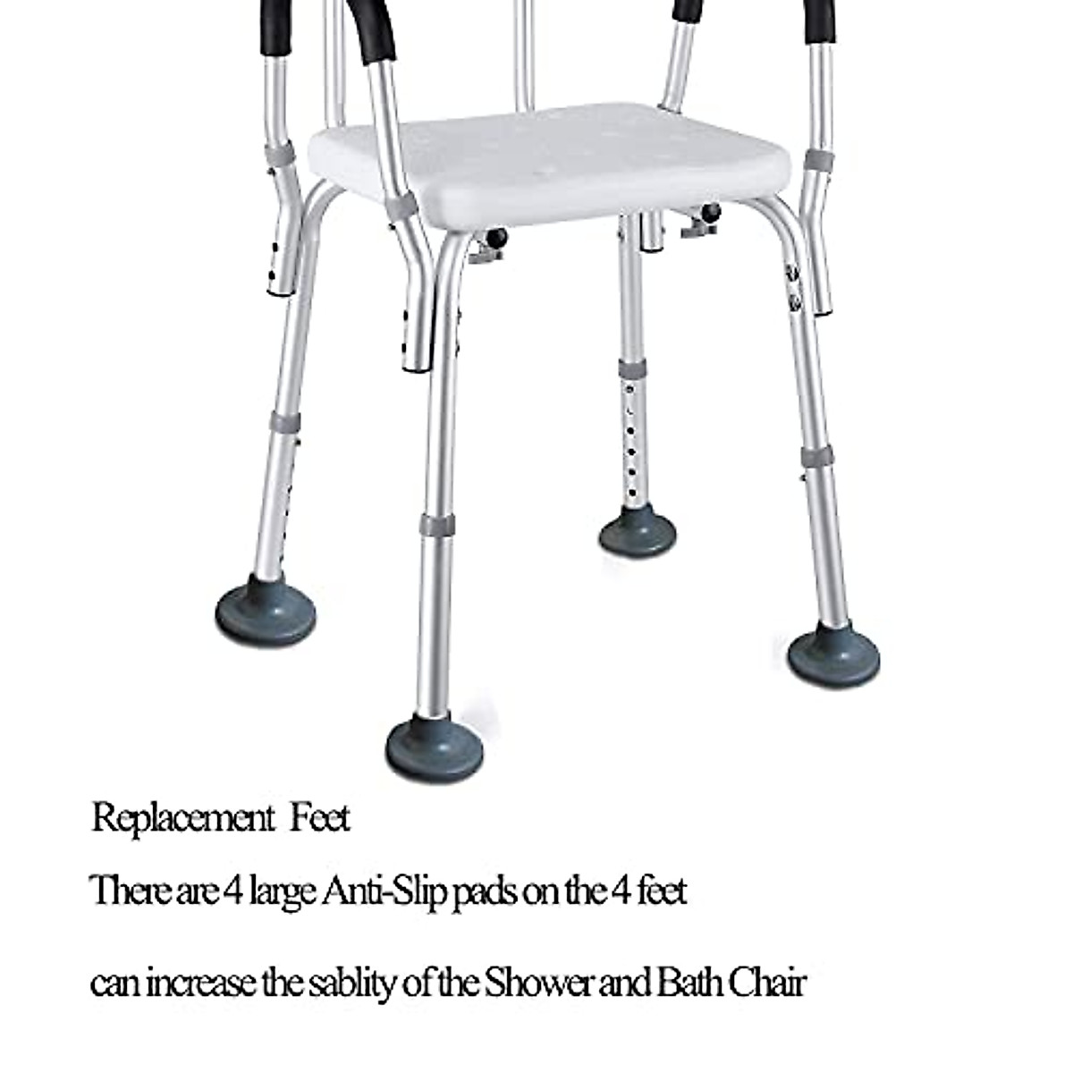 Replacement Feet for Assembly Toilet Safety Feet, Shower Stools and Transfer Bench for Elderly Disable with Upgrade Large Anti-Slip Mat (1-1/8)