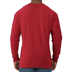 Jerzees Men's Dri-Power Cotton Blend Long Sleeve Tees, Moisture Wicking, Odor Protection, UPF 30+, Sizes S-3X, True Red, X-Large