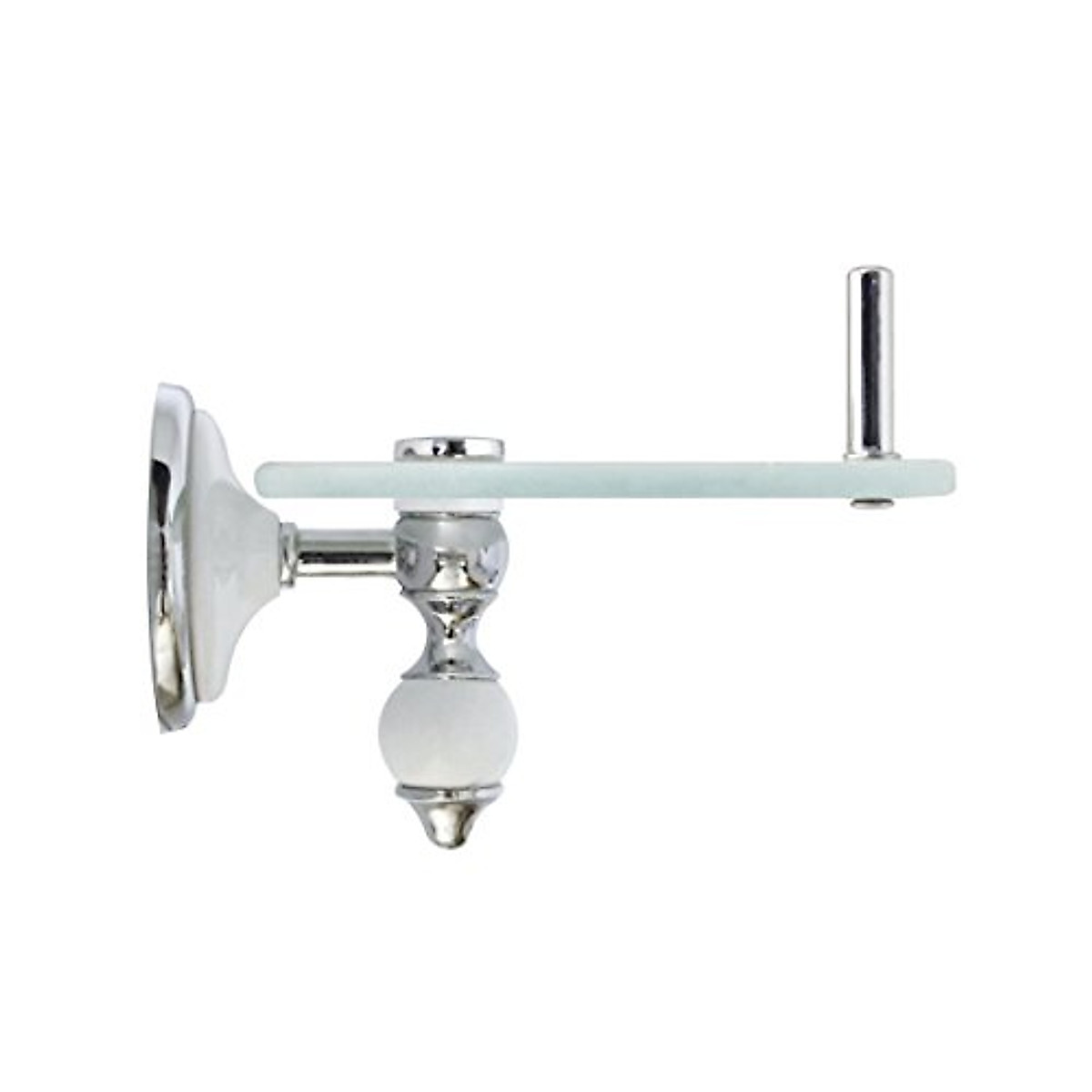 MODONA 20" Frosted Glass Shelf with Pre-Installed Rail - White Porcelain & Chrome - Arora Series - 5 Year Warrantee