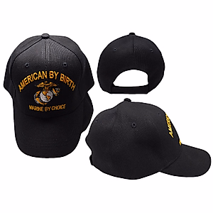 Trade Winds American by Birth Marine by Choice Black Acrylic Adjustable Embroidered Baseball Hat Cap - Officially Licensed
