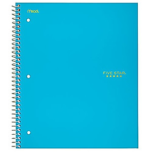 Five Star Spiral Notebook, 1 Subject, College Ruled Paper, 100 Sheets, 11" x 8-1/2", Color Selected For You, 1 Count (06044)