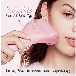 ROSELYNBOUTIQUE Ice Roller for Face Massager Cryotherapy Manual Acupressure Acupuncture Support Muscle Roller Stick - Facial Roller Relaxation for Wrinkles Puffiness (Pink)