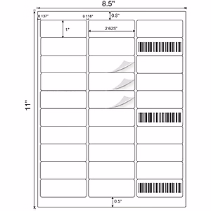1" x 2-5/8" Shipping Address Labels 3000 Label Stickers Paper for Laser/Inkjet Printer 30 per Page Printable Mailing Labels - Matte, 100 Sheets
