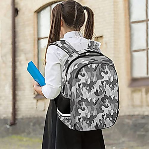 TropicalLife Camo Grey Camouflage Backpacks Bookbag Stationery Storage backpack Shoulder School Computer Hiking Gym Travel Casual Travel Daypack
