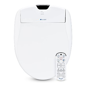 Brondell S1400-RW Swash 1400 Luxury Bidet Toilet Seat in Elongated White with Dual Stainless-Steel Nozzle Clean+, Endless Water-Warm Air Dryer-Nightlight, Round