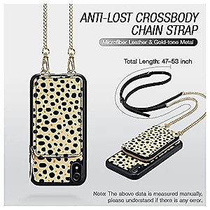 iPhone XR Crossbody Case, iPhone XR Wallet Case, ZVEdeng Zipper Wallet Card Holder Case Crossbody Chain Wrist Strap for Women Leather Purse Shockproof Case for iPhone XR 6.1'' Cheetah Print Skin