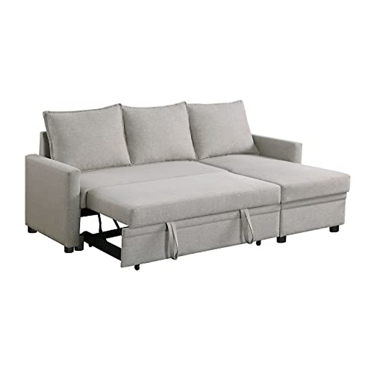 Devion Furniture Andy Sectional Sleeper Sofa Bed, Light Gray