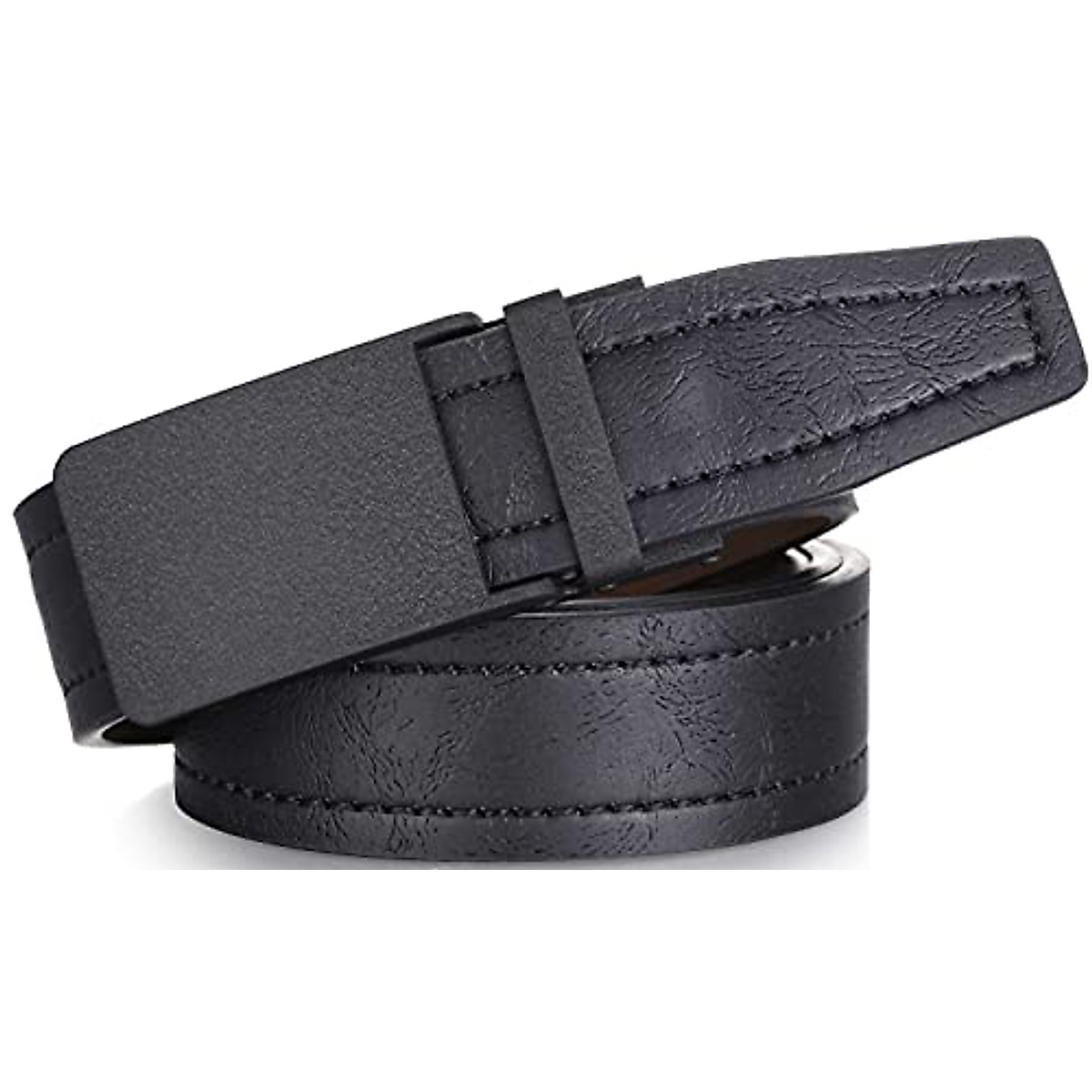 Marino Men's Comfort Click Ratchet Belt Casual Leather Belt for Men - Automatic Linxx Buckle, 1 3/8" Wide - Elegant Gift Box - Sandpaper Linxx - Deep Charcoal - Adjustable from 28" to 44" Waist