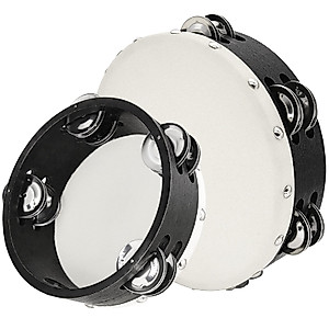 Tambourine for adults and kids (6 Inch and 8 Inch) Wood Handheld Tambourine Metal Jingles,Percussion Gift Musical Educational Instrument for Church KTV Party