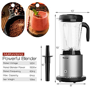COSTWAY Professional 64oz Countertop Blender, Smoothie Maker Built-in Self-Cleaning with 10 Speed Control & 8 Pre-Set Programs, BPA-Free Pitcher, Crushing Blender for Smoothies, Frozen Fruit, 1500W
