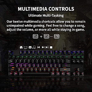 STOGA Mechanical Gaming Keyboard, Anti Ghosting USB Wired Gaming Keyboard with 87 Keys, Alloy Base, 10 Kinds of Backlight Modes LED Backlit