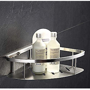 Konhard CS005 Wall Mounted Stainless Steel Bathroom Shower Corner Caddy Rust Proof, Brushed Steel