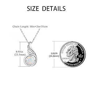 TANGPOET White Fire Opal Pendant Necklace for Women 925 Sterling Silver October Opal Birthstone Jewelry Mothers Day Christmas Birthday Gifts for Her