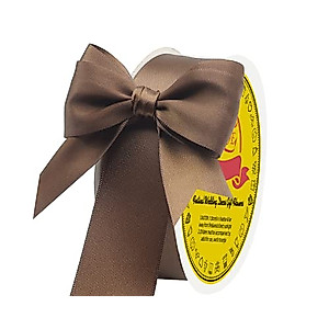 LEEQE Double Face Brown Satin Ribbon 1-1/2 inch X50 Yards Polyester Brown Ribbon for Gift Wrapping Very Suitable for Weddings Party Invitation Decorations and More