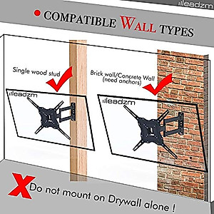 Stainless Steel Frame TV Wall for Most 26-55 Inches Flat Curved TVs,Adjustable TV Wall Stand up to 30KG Tilting Height Adjustable, Max VESA 400x400mm