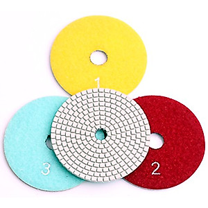 casaverde 4 Inch with 2.5mm Thickness Dry/Wet 3 Step Polishing Pads for Granite Marble Concrete Stone
