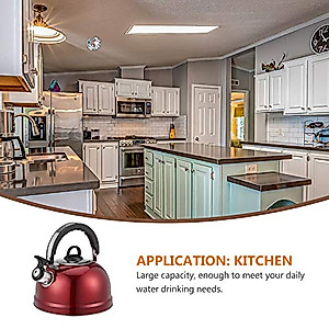 Happyyami Tea Kettle Stovetop Tea Pot Whistling Stovetop Tea Kettle Stainless Steel Stovetop Tea Kettle Whistling Teapot with Cool Touch Ergonomic Handle 3L Red Stovetop Teapot Tea Kettle