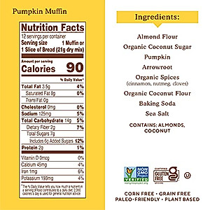 Simple Mills Almond Flour Baking Mix, Pumpkin Muffin & Bread Mix - Gluten Free, Plant Based, Paleo Friendly, 9 Ounce (Pack of 1)