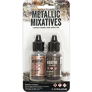 Ranger Tim Holtz Alcohol Ink Metallic Mixatives Scrapbooking & Stamping, Multicolor