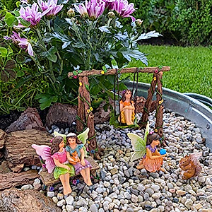 Mood Lab Fairy Garden - Accessories Kit with Miniature Figurines - Swing Set of 6 pcs - for Outdoor or House Decor
