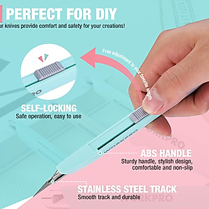 WORKPRO Premium Utility Knife Retractable Snap-off blade, Gift for Men/Women Heavy Duty Box Cutter Set, Razor Knife Exacto Craft Knives, with 10 Extra 9mm Blades, Pack of 3