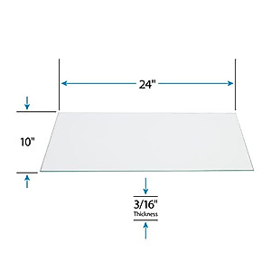 SSWBasics Tempered Glass Shelf - 10" W x 24" L x 3/16" - Set of 2