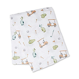 Lulujo Baby Cotton Muslin Swaddle Blanket, 47 x 47-Inch, Golf