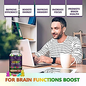 GPGP GreenPeople (3 Pack) Hemp Gummies 60,000mg Extra Strength, 100% Natural Hemp Oil Infused Bear Gummy, Promotes Focus Calm, Sleep and Calm Mood