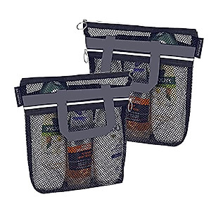 2 PCS Mesh Quick Dry Shower Caddy Bag, 10.2x9.9''Portable Shower Hanging Toiletry With Zipper, Shower Tote Bag For College Dorm Essentials, Shower Caddy Dorm For Travel Camp Gym Swim (Black)