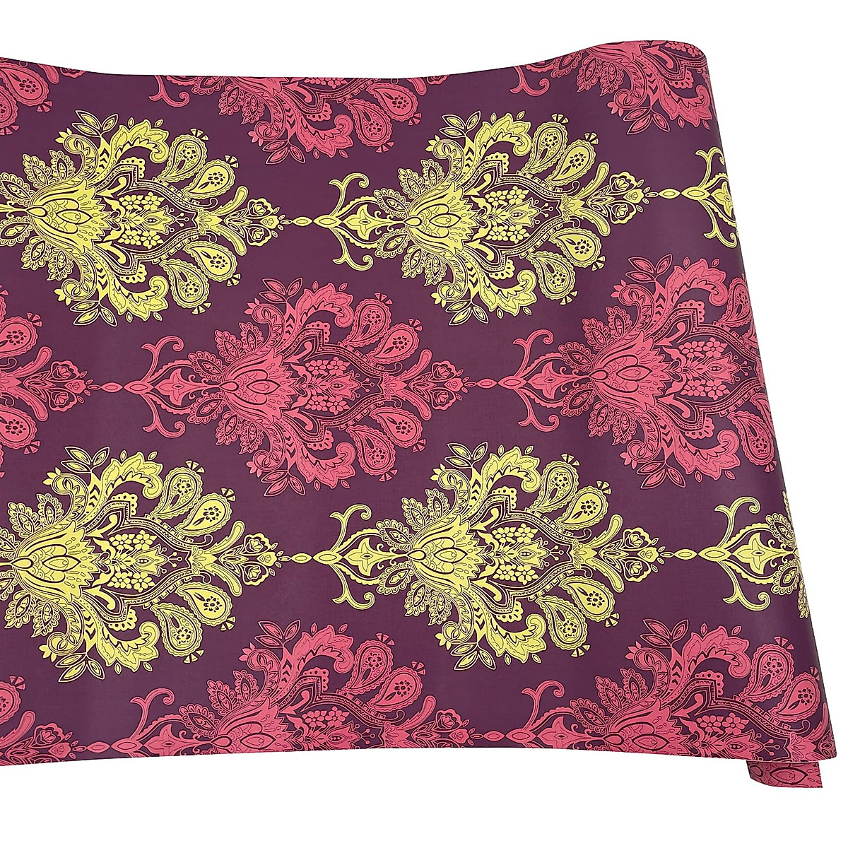 SimpleLife4U Luxury Purple Damask Removable PVC Shelf Drawer Liner Home Decor 17x118 Inch