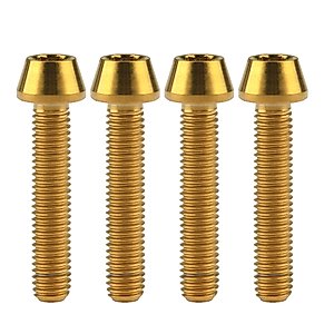 Wanyifa Titanium Ti Bolt M5x9 16 18 20 25 30 35 40 45 50 55 60mm Tapered Head Screws pack of 4 (M5x25mm, Gold)