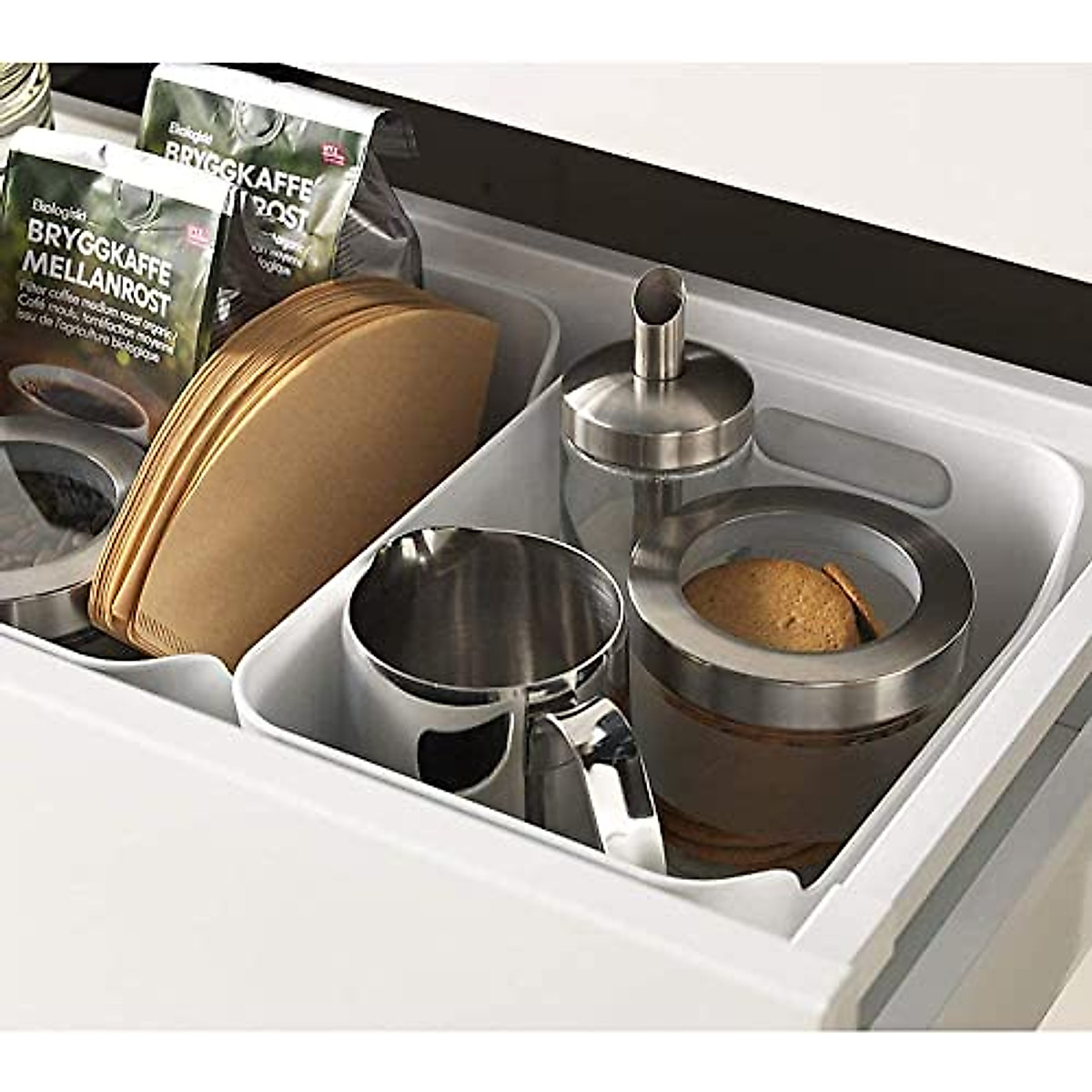 IKEA 301.550.19 VARIERA Convenient Kitchen Open Storage Box, High Gloss White, Easy to Carry and Take Out of Your Kitchen Drawers or Shelves Since it Has Two Grip-friendly Handles