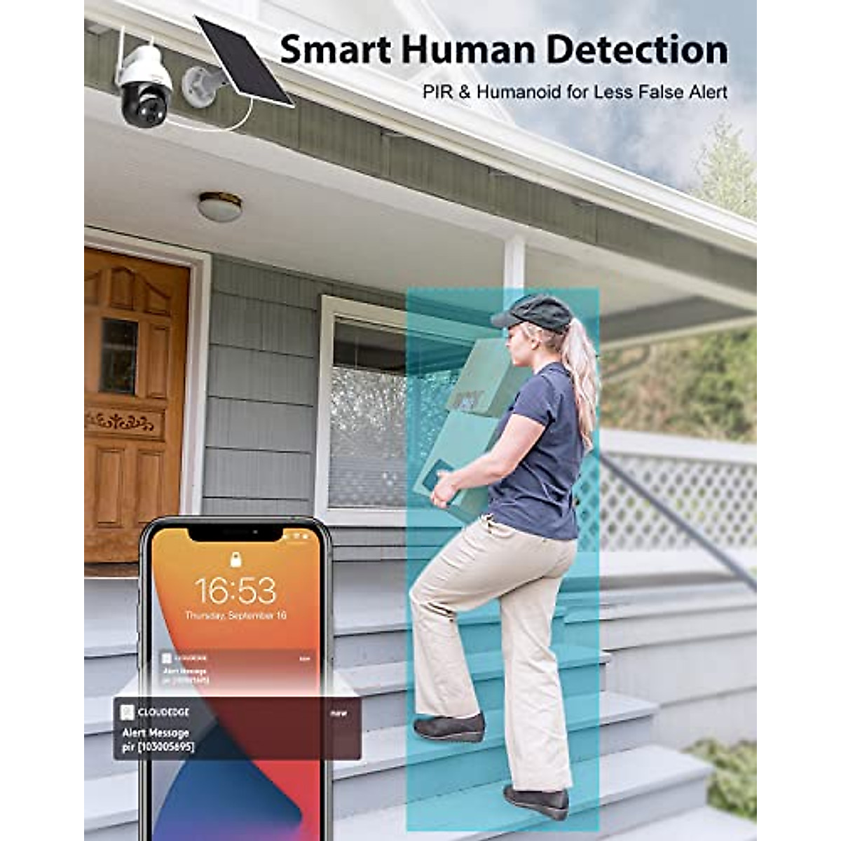 DEKCO Solar Security Camera Wireless Outdoor, 2K Night Vision with Spotlight, Pan Tilt 360° View, 2.4Ghz WiFi, 2-Way Talk, Human Detection, Cloud/SD Video Surveillance DC9E