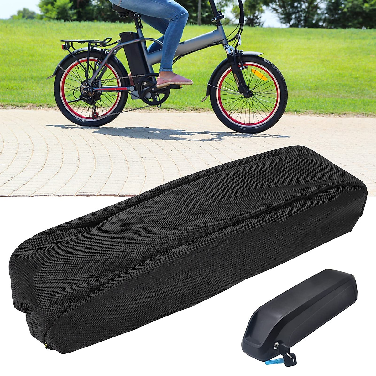 BORDSTRACT Ebike Battery Protective Bag, Waterproof Dustproof Battery Cover, Electric Bicycle Lithium Battery Protection, for Rain, Snow