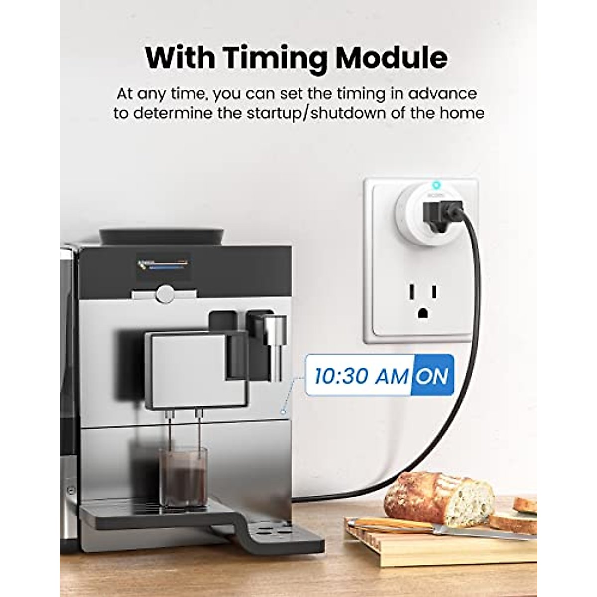 Ecoey Smart Plug - Smart Home Wi-Fi Outlet with Timing and Appointment Function, Smart Plugs with Voice Control, Familywell Pro/Tuya APP, ETL Listed, GW2001, 4 PACKS
