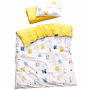MEJU Cat Kitty 100% Cotton Duvet Cover 43" X 59" + Pillowcase 13" X19" Bedding Set with Zipper Closure for Baby Toddler Boys Girls Crib Bed Decoration Gift